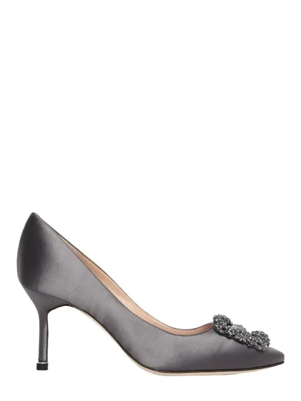 Manolo Blahnik Hangisi 70 Gem Clasp High Heels - Gray