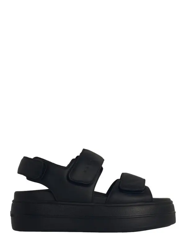Hogan Strapped Round Toe Sandals - Black
