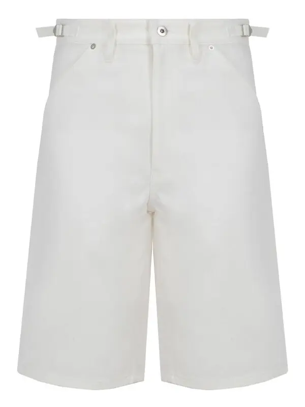 JIL SANDER Logo Embroidered Denim Shorts - White