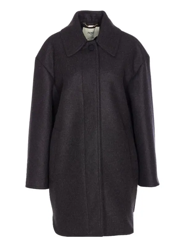 Fendi Single-breasted Long-sleeved Midi Coat - Black
