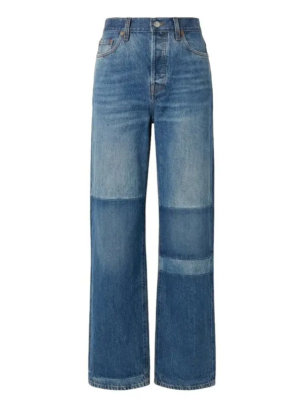 Gucci Two-tone Paneled Denim Jeans - Light Blue