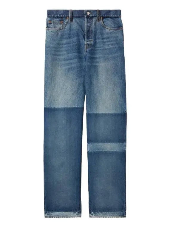 Gucci Two-tone Paneled Denim Jeans - Light Blue