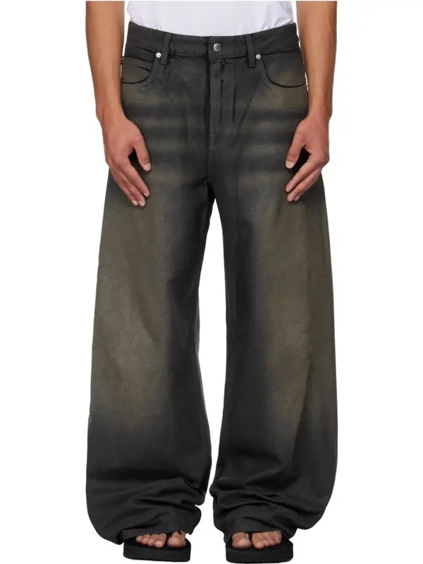 Alexander Wang Grain-coated Wide-leg Jeans - Black
