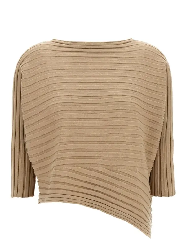 Issey Miyake Asymmetrical Knit Top - Beige