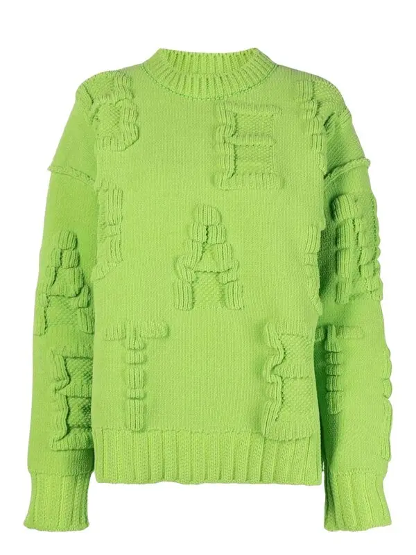 Bottega Veneta Alphabet Motif Ribbed-knit Jumper - Green