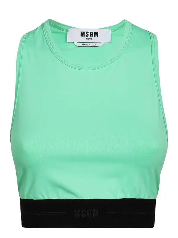 MSGM Cropped Tank Top With Elastic Waistband - Green