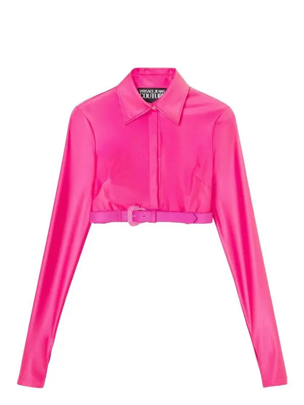 Versace Baroque Buckle Cropped Shirt - Pink