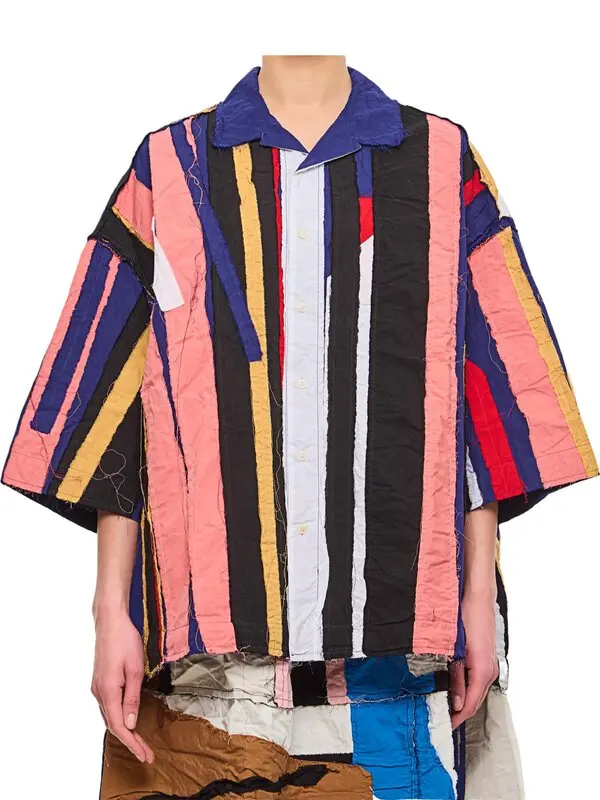 CASEY CASEY Striped Patchwork Shirt - Multicolour