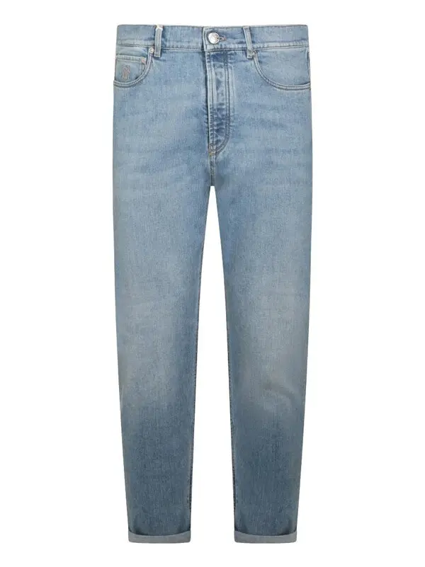 Brunello Cucinelli Distressed Straight-leg Jeans - Blue