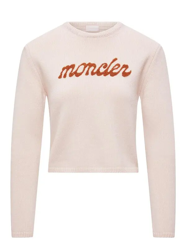 Moncler Logo Detailed Crewneck Jumper - Light Pink