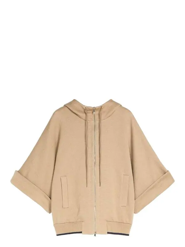 Max Mara Zip Up Hooded Casual Jacket - Brown