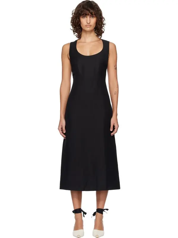 Jacquemus Tablier Scoop Neck Midi Dress - Black