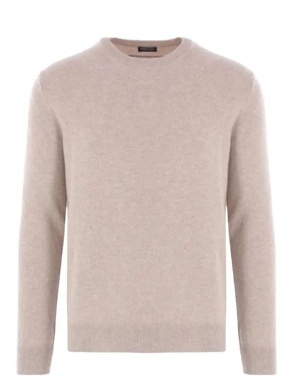 Zegna Crew Neck Sweater With Long Sleeves - Nude