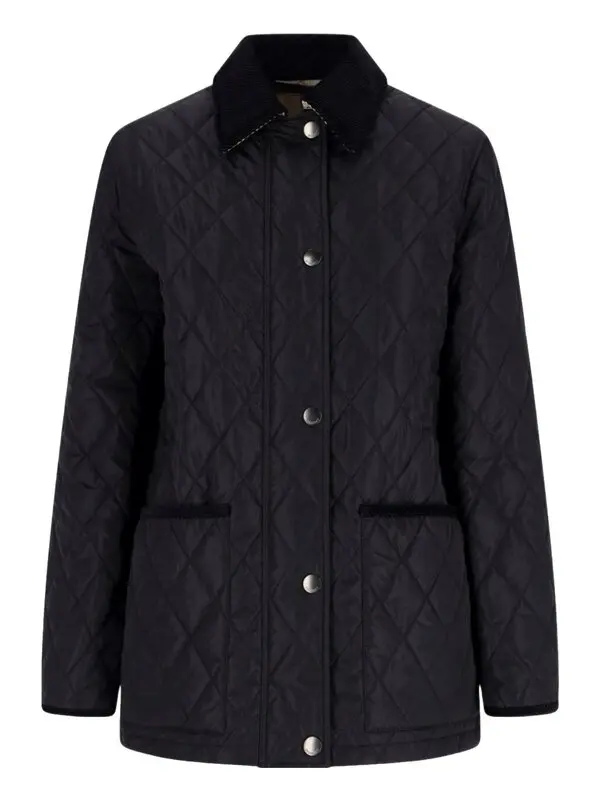 Burberry Quilted Long Sleeve Jacket With Patch Pockets - Black