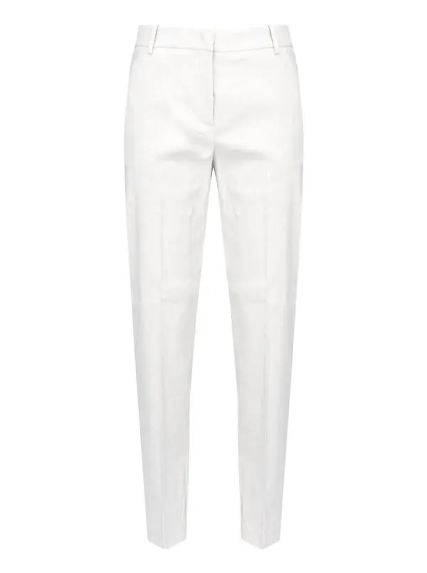 Pinko Cropped Straight-leg Trousers With Belted Waist - White