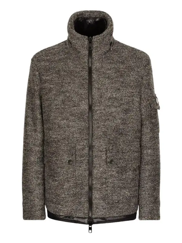 Dolce & Gabbana Zip-up Logo Plaque Coat - Green