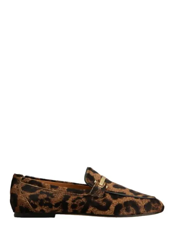 TOD'S Pony Effect Leopard Print Loafers - Brown