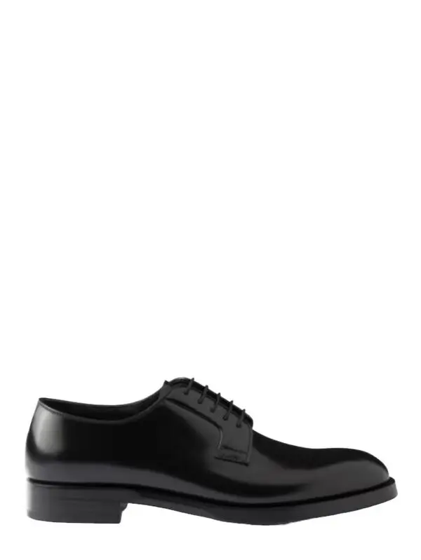 Prada Lace-up Round Toe Block Heel Dress Shoes - Black
