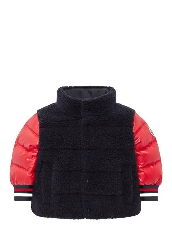 Moncler Down Coat With Logo Patch - Royal Blue