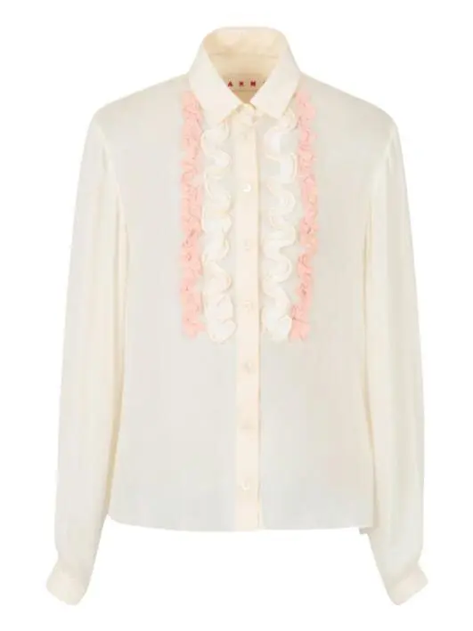 Marni Ruffled Georgette Shirt - White