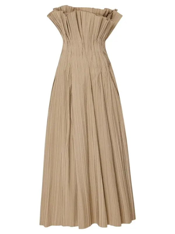 THE ROW Strapless Corset Dress - Camel