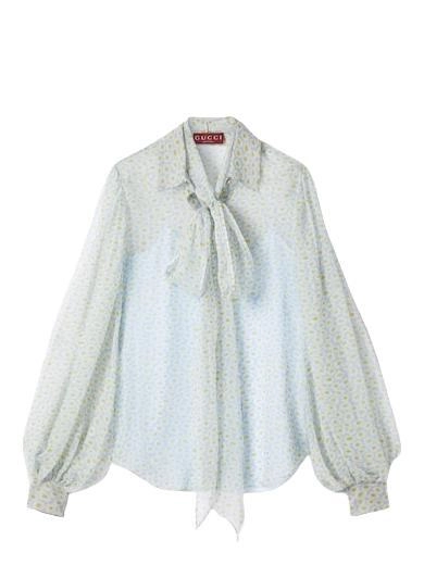 Gucci Floral Chiffon Tie-neck Shirt - Multi-color