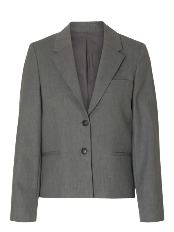 SELECTED Single-breasted Cropped Blazer - Mediumgreymelange