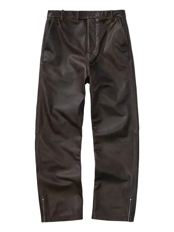 REPRESENT Leather Trousers With Zippered Hem - Nero