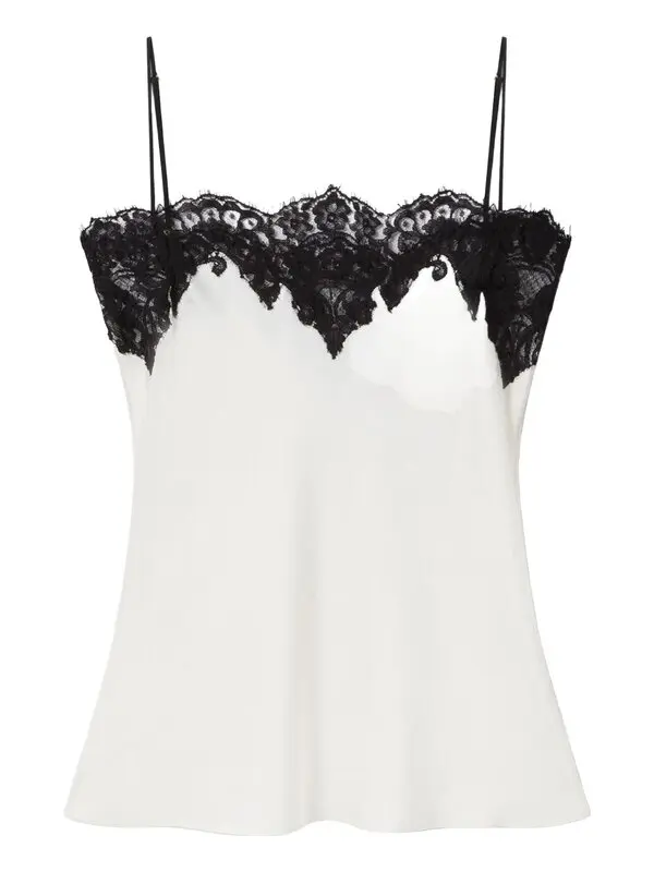 Stella McCartney Sleeveless Lace Trimmed Satin Top - Cream