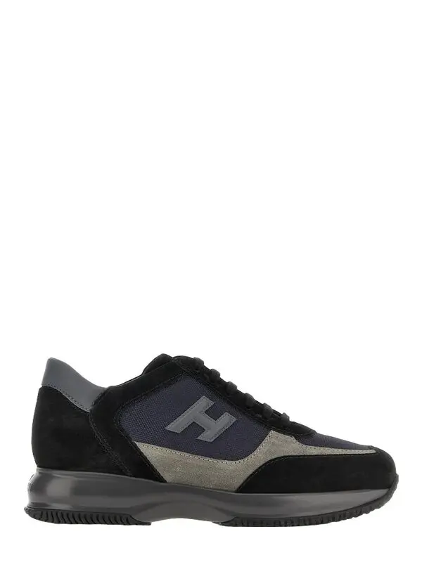 Hogan Interactive Suede And Leather Low-top Sneakers - Black Grey