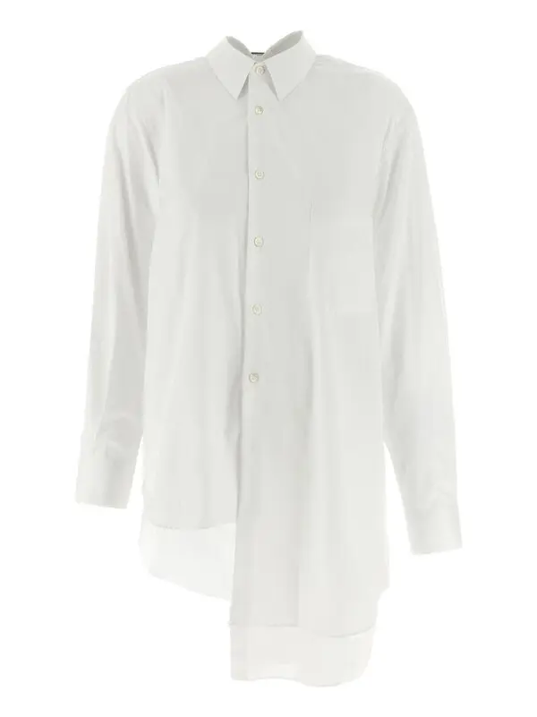 Comme Des Garçons Asymmetrical Hem Button-up Shirt - White