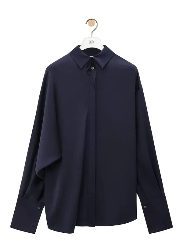 Loewe Draped Silk Shirt With Bat Sleeves - Night