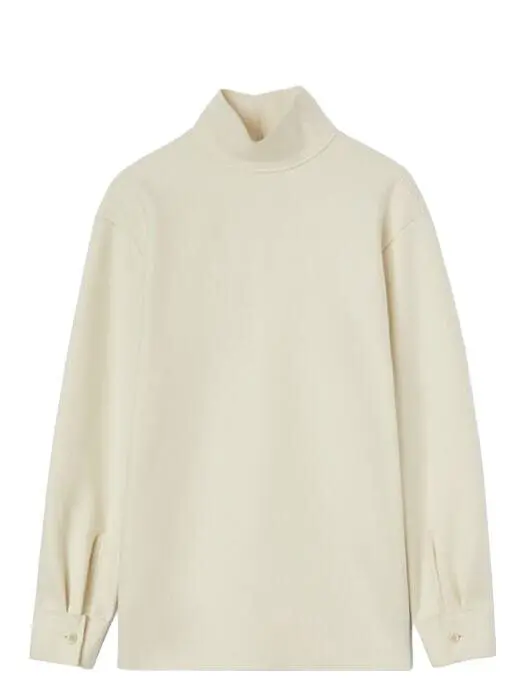 JIL SANDER High-neck Knitted Jumper With Back Slit And Side Slits - Chalk
