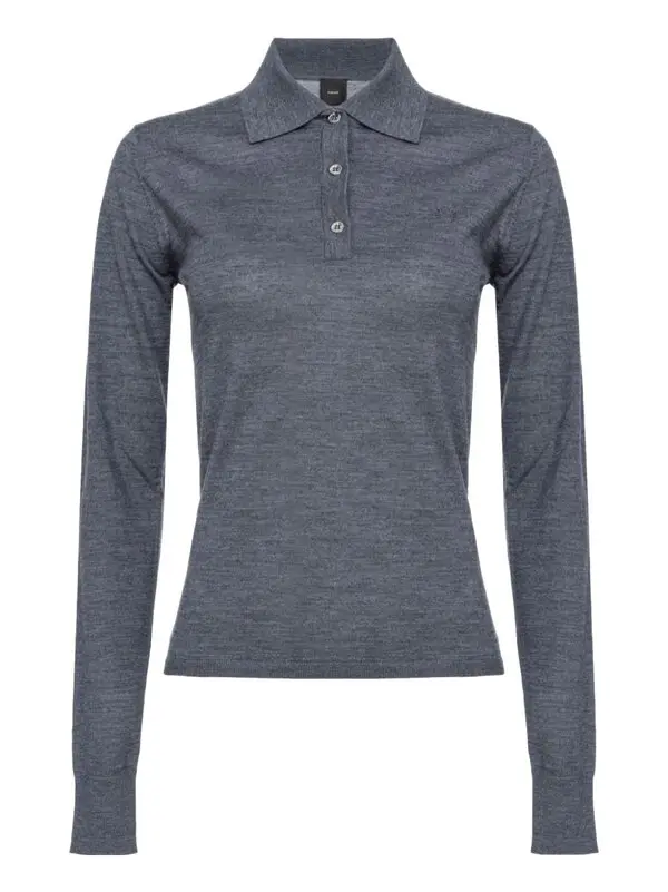 Pinko Long-sleeved Knitted Polo Shirt - Gray