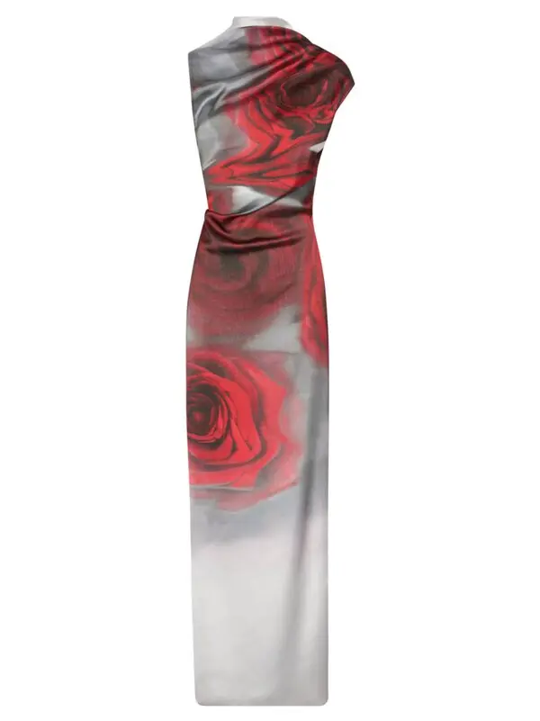 JEAN PAUL GAULTIER Fuzzy Roses" Printed Stretch Dress - Red