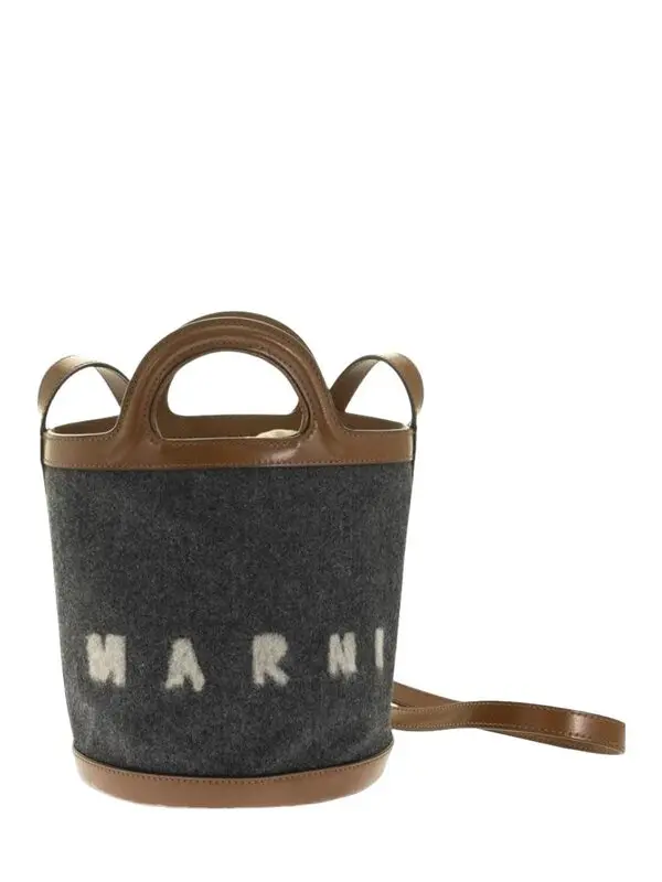 Marni Felt And Leather Mini Bucket Bag - Black