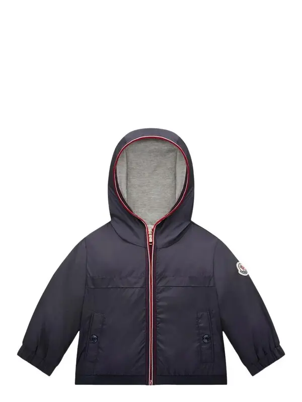 Moncler Anton Hooded Rain Jacket With Three-color Trim - Blue