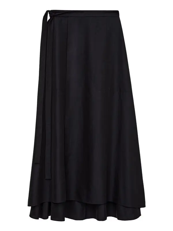 JOSEPH Alix Cotton Wrap Skirt - Black