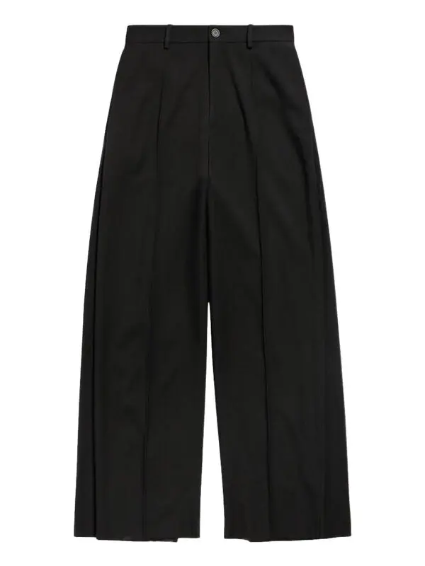 Balenciaga Double Layer Front Wide Leg Trousers - Black