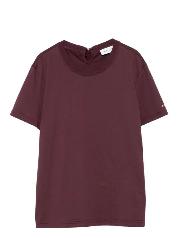 LANVIN Keyhole Tie-detail Short Sleeve Top - Burgundy