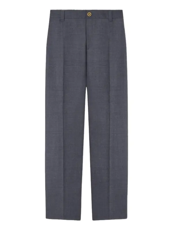 Versace Micro-checked Wool Trousers - Black