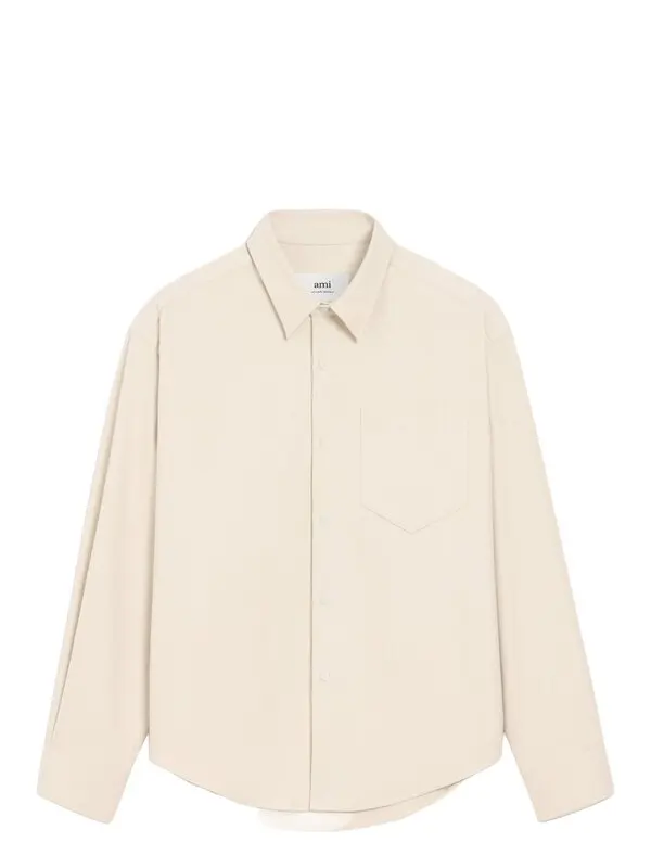 AMI Paris Embossed De Coeur Boxy Shirt - Light Ivory