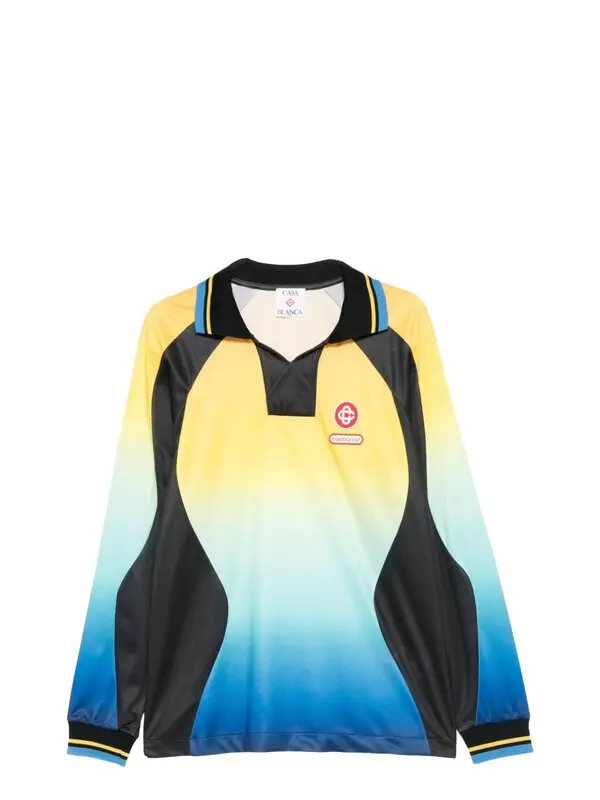Casablanca Gradient Logo Long Sleeve Polo - Multicolor