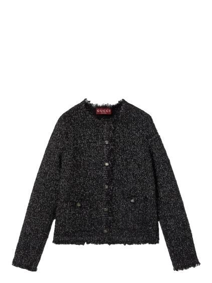 Gucci Tweed Button-up Cardigan - Black