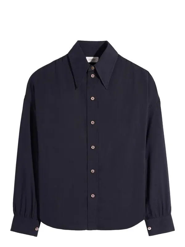 LEMAIRE Pointed Collar Shirt In Washed Cotton Chiffon - Squid Ink