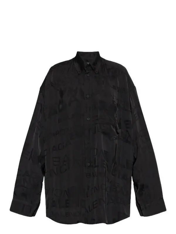 Balenciaga All-over Logo Oversized Shirt - Black