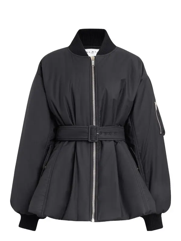 Alaïa Belted Zip-up Bomber Jacket - Black
