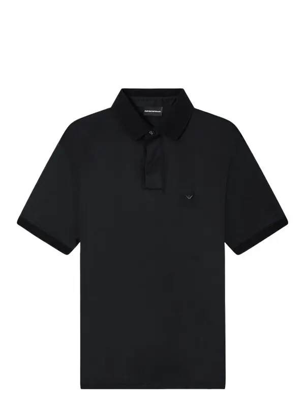 Emporio Armani Logo-embroidered Short-sleeved Polo Shirt - Black