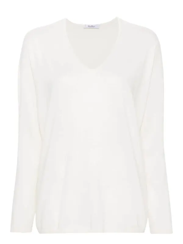 Max Mara V-neck Long-sleeve Jumper - White