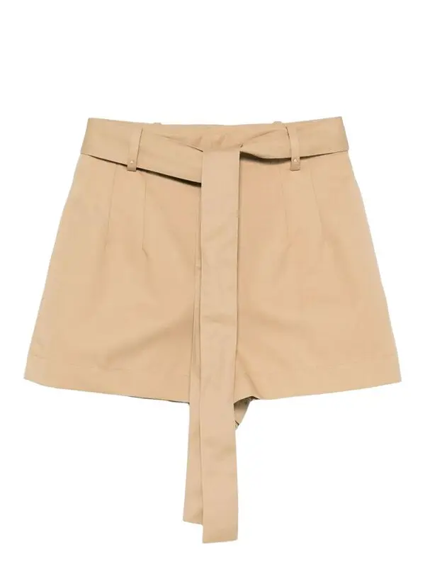 Moncler Pleat Detailed Belted Shorts - Camel Brown